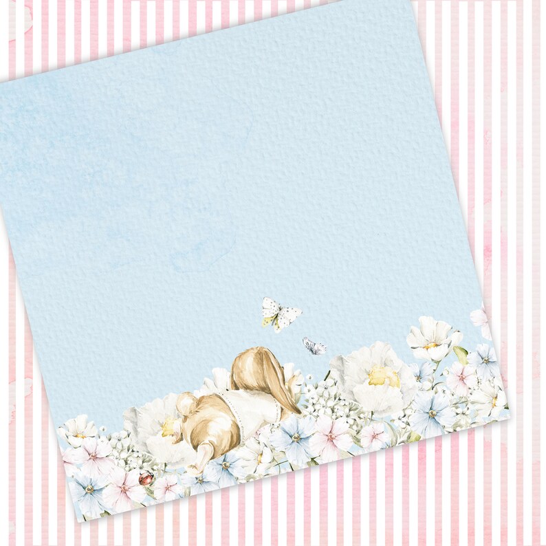 Sweet Bunnie Baby Girl Digital Paper Setblue and Pink | Etsy