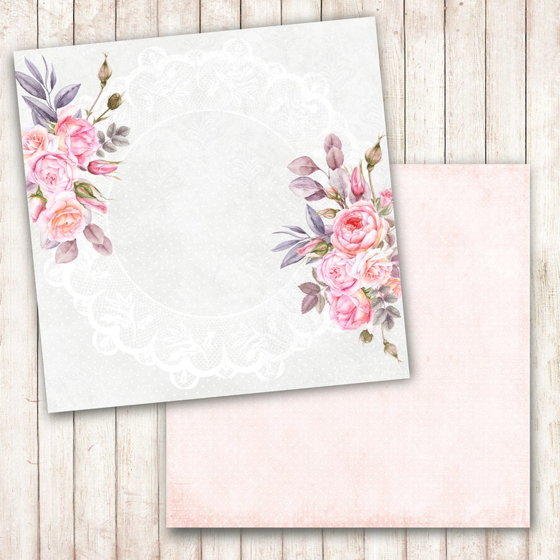 Blush and Grey Wedding Digital Paper Paris Blush Floral - Etsy