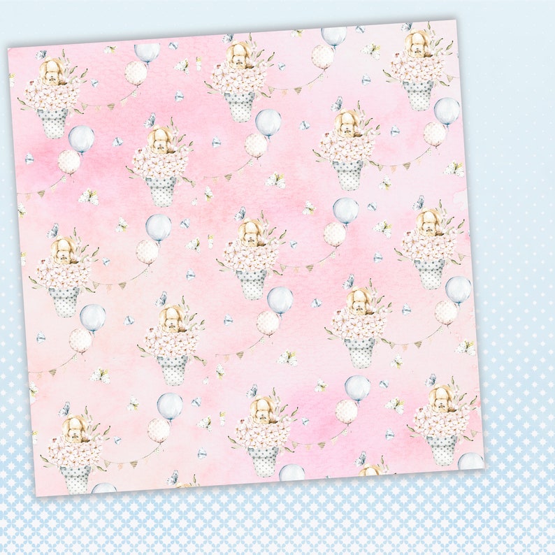 Sweet Bunnie Baby Girl Digital Paper Setblue and Pink - Etsy