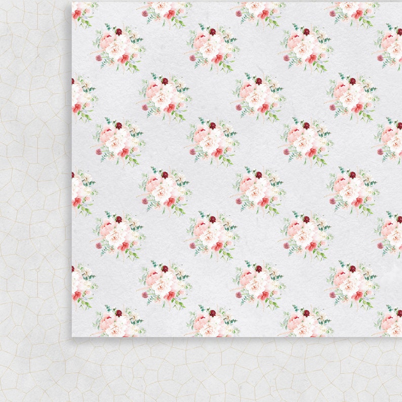 Blush and Grey Wedding Digital Paper Blush Floral Wedding | Etsy
