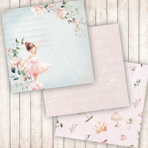 Pink Ballerina Digital Paper Pack, Girl Scrapbook Album, Flower Pattern ...