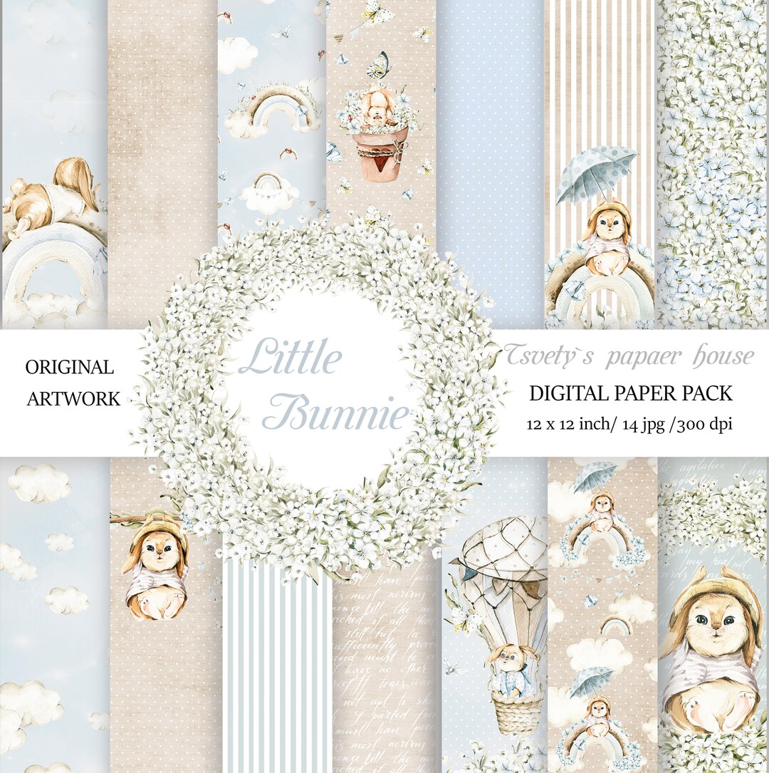 Sweet Baby Boy Digital Paper Scrapbook Background Children Bluen ...