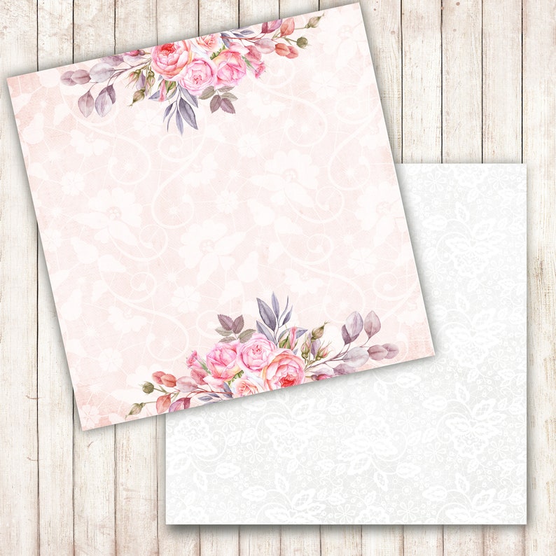 Blush and Grey Wedding Digital Paper Paris Blush Floral - Etsy