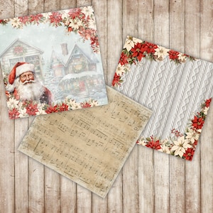 Traditional Christmas Digital Paper Tree Scrapbook Winter Knitten ...