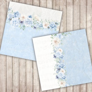 Wedding Digital Paper,blue Floral Wallpaper, Bridal Scrapbook, Blue ...