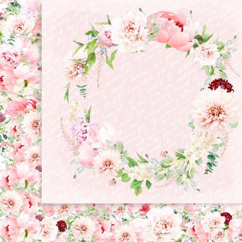 Blush and Grey Wedding Digital Paper Blush Floral Wedding | Etsy