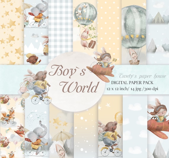 Baby Boy Digital Paper Sweet Cars Scrapbook Background - Etsy