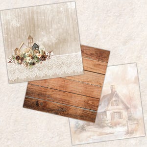 Natural Christmas Digital Paper Pack, Watercolor Rustic Scrapbooking ...