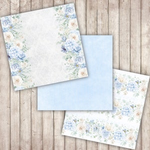 Wedding Digital Paper,blue Floral Wallpaper, Bridal Scrapbook, Blue ...