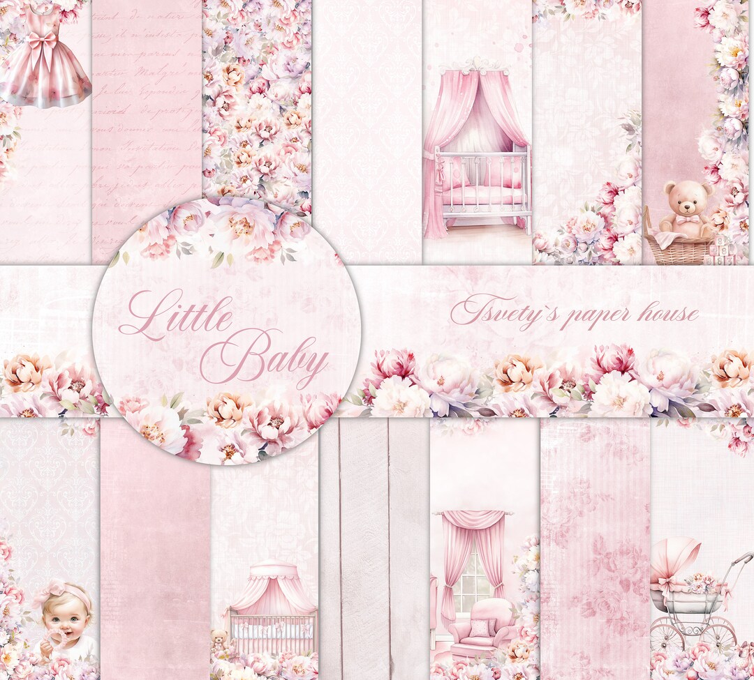 Welcome Baby Girl Digital Paper Scrapbook Background Children Blusht ...