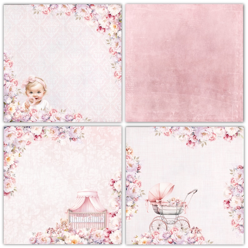 Welcome Baby Girl Digital Paper Scrapbook Background Children Blusht ...