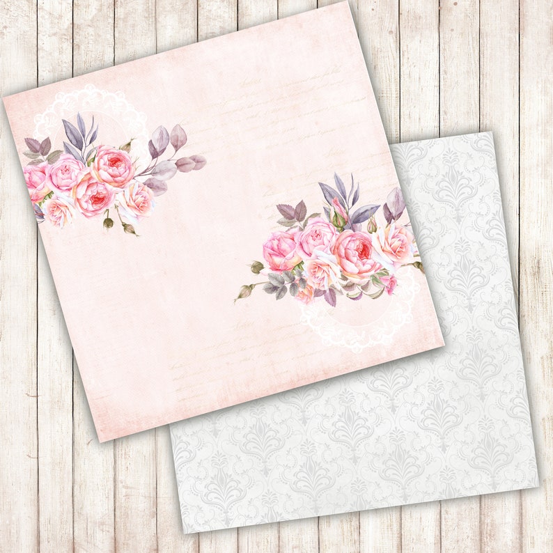 Blush and Grey Wedding Digital Paper Paris Blush Floral - Etsy