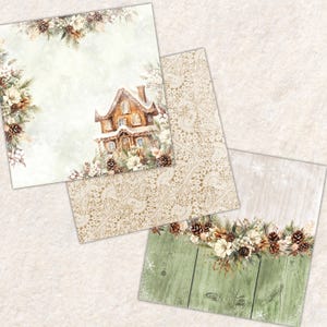 Natural Christmas Digital Paper Pack, Watercolor Rustic Scrapbooking ...