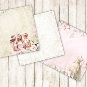 Wedding Digital Paper, Blush Floral Wedding Printable, Wedding ...