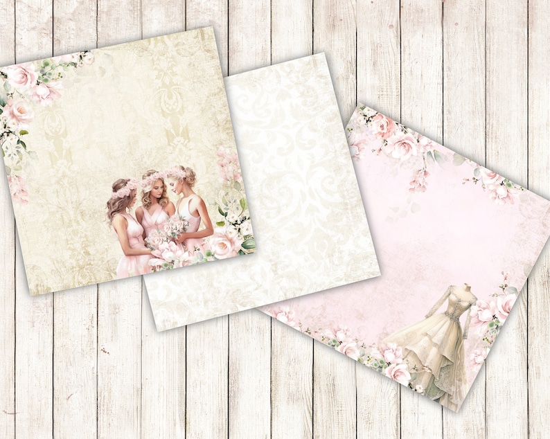 Wedding Digital Paper, Blush Floral Wedding Printable, Wedding ...
