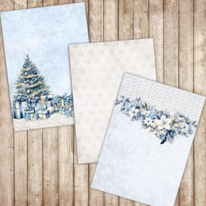 A4 Elegant Christmas Collection, Holiday Digital Papers, Blue Beige ...