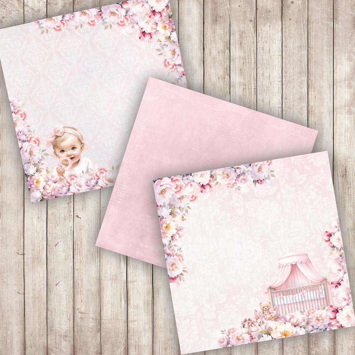 Welcome Baby Girl Digital Paper Scrapbook Background Children Blusht ...