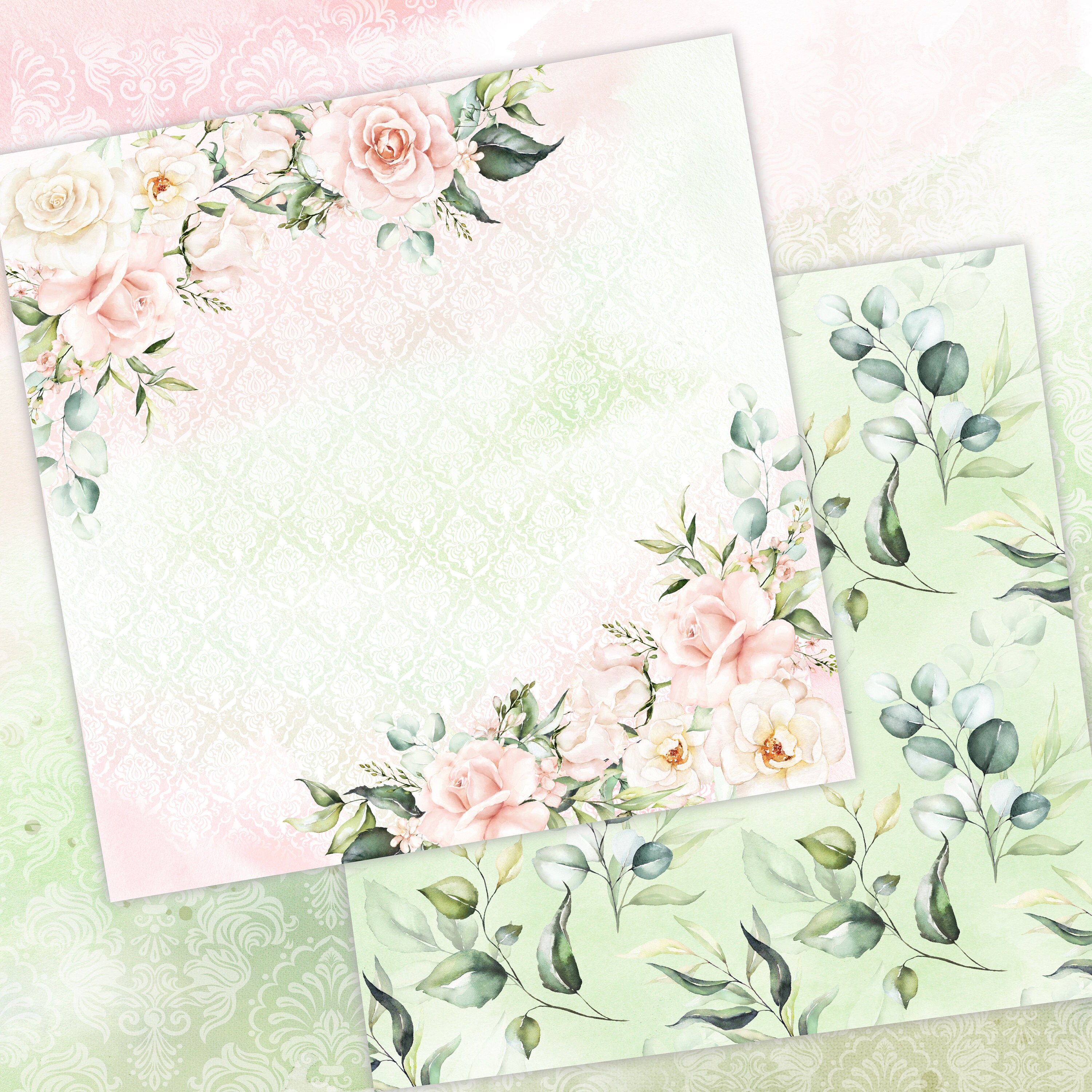 Wedding Digital Paper Seamless Flower Pattern Blush Floral - Etsy