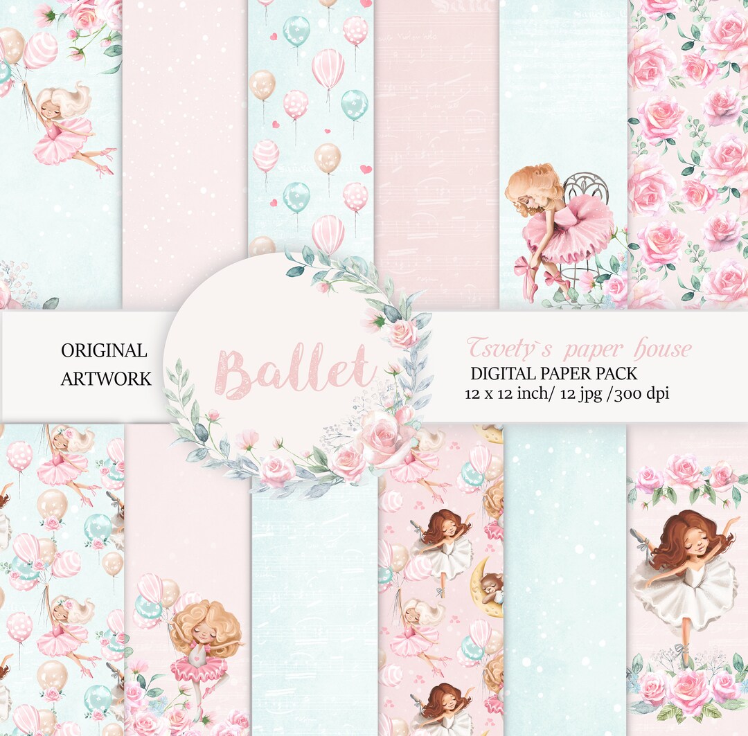 Baby Girl Digital Paper Ballet Scrapbook Background Children Blush Mind ...