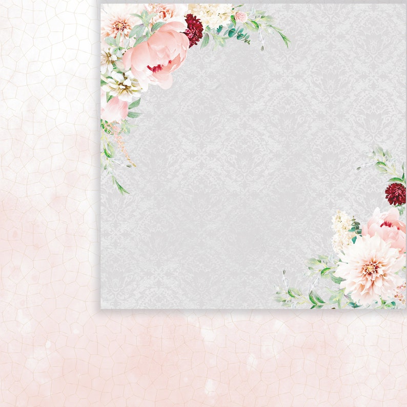 Blush and Grey Wedding Digital Paper Blush Floral Wedding | Etsy