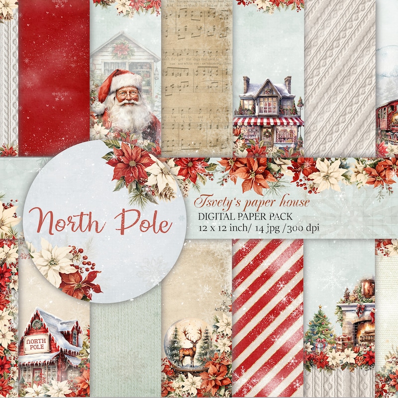 Christmas Digital Paper - Etsy