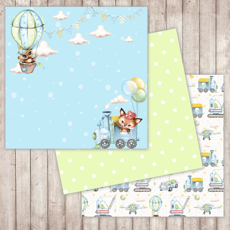 Baby Boy Digital Paper Sweet Cars Scrapbook Background - Etsy