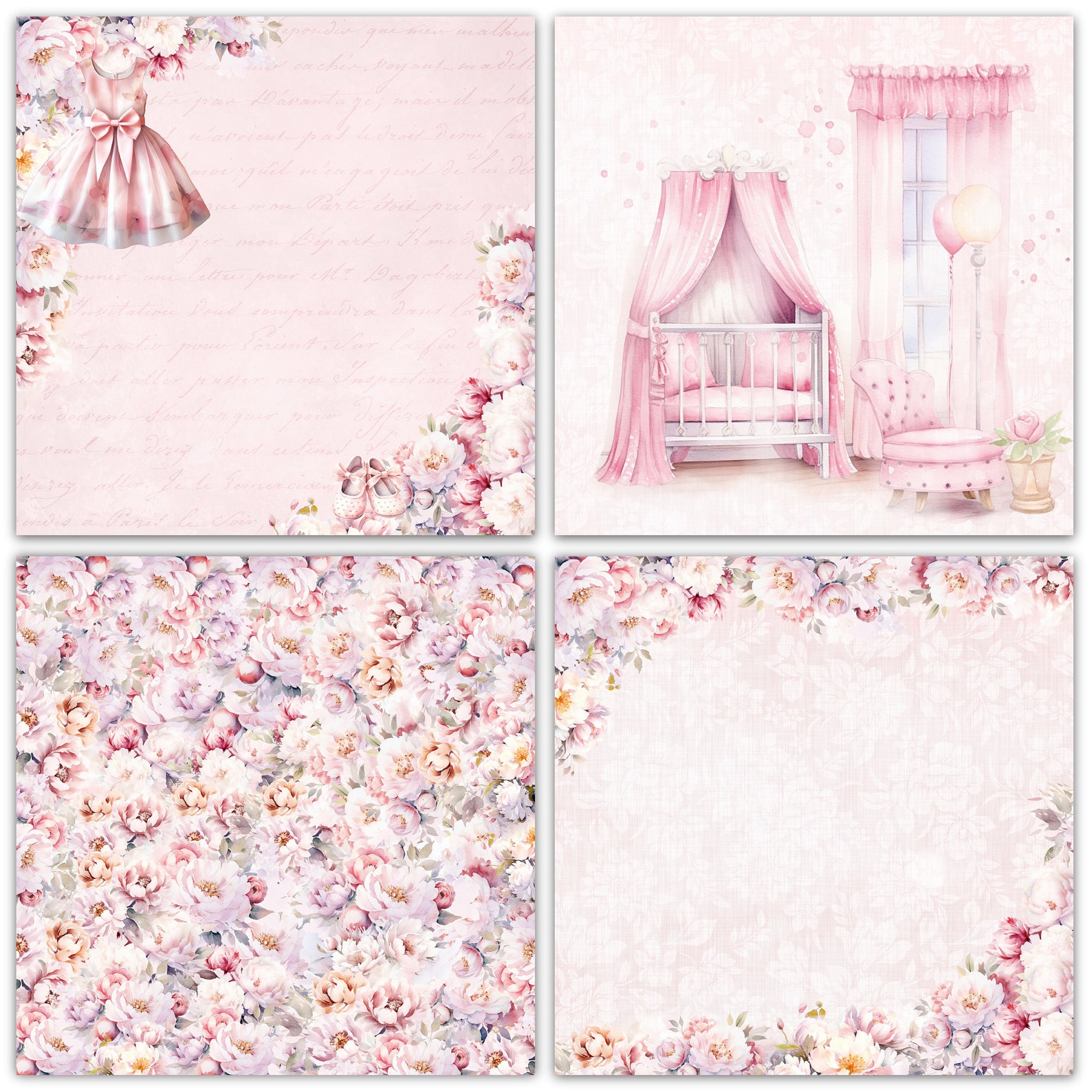 Welcome Baby Girl Digital Paper Scrapbook Background Children Blusht ...
