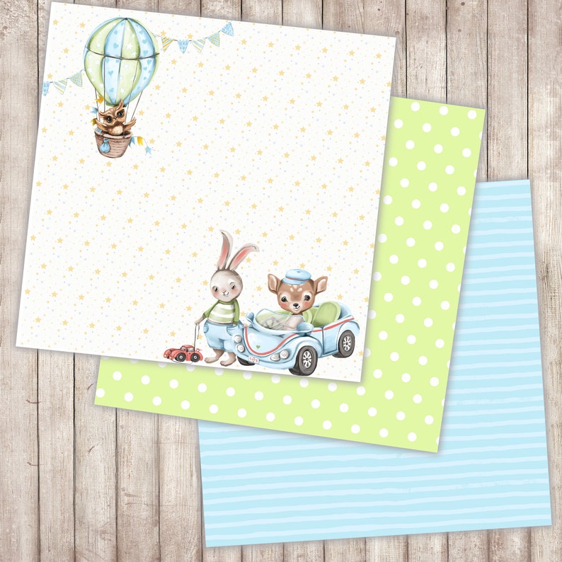 Baby Boy Digital Paper Sweet Cars Scrapbook Background - Etsy
