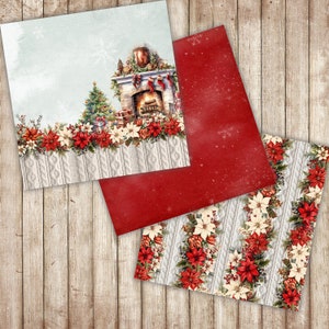 Traditional Christmas Digital Paper Tree Scrapbook Winter Knitten ...