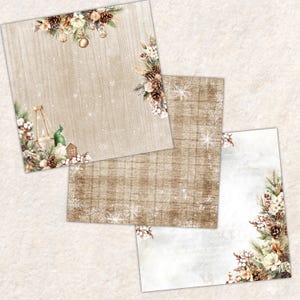 Natural Christmas Digital Paper Pack, Watercolor Rustic Scrapbooking ...