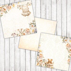 Baby Girl Digital Paper Peony Flowers Scrapbook Nursery Background Baby ...