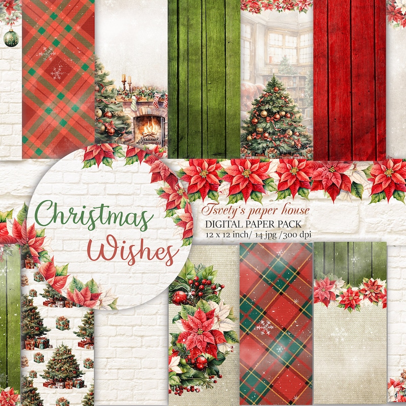 Christmas Digital Paper - Etsy