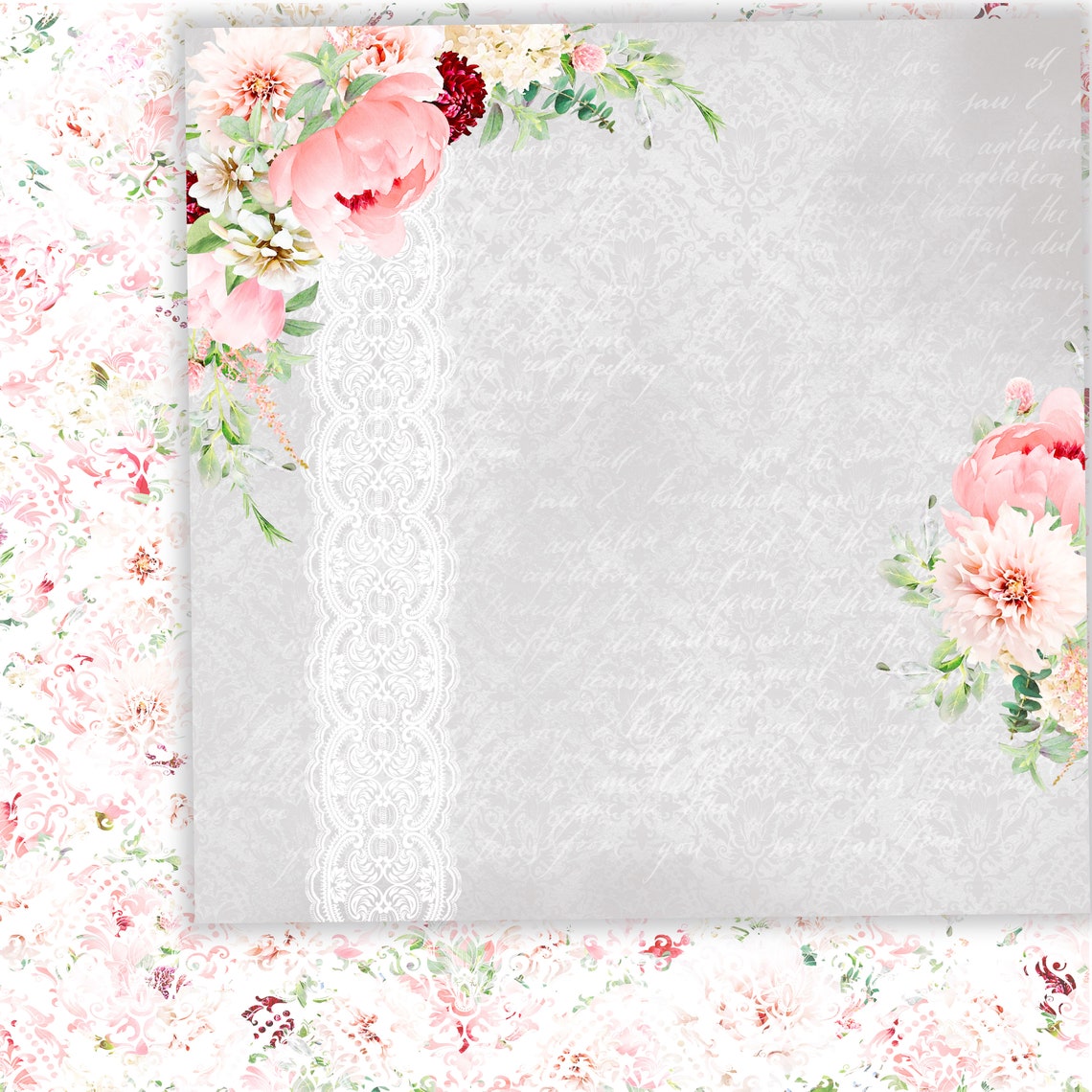 Blush and Grey Wedding Digital Paper Blush Floral Wedding | Etsy