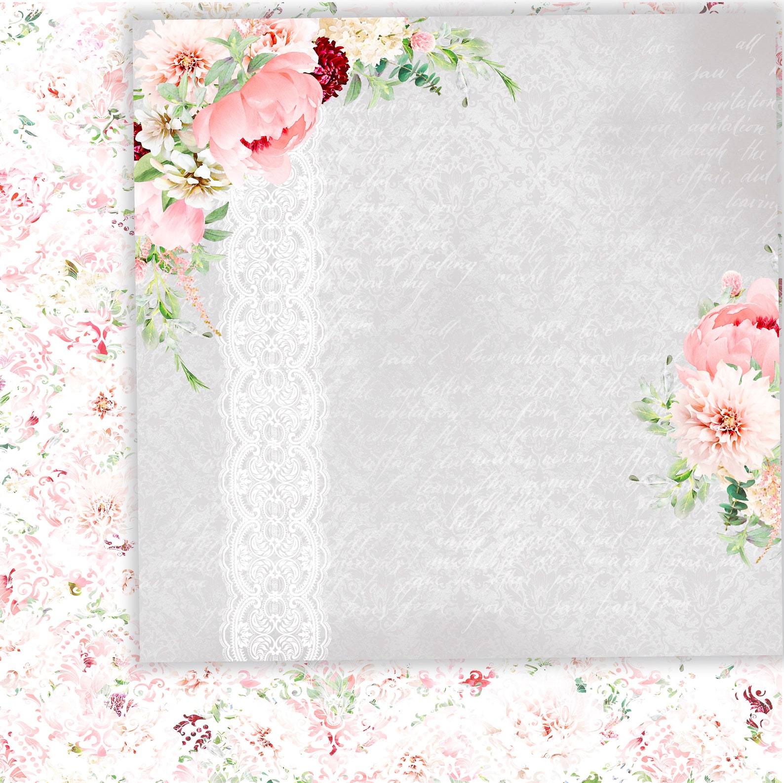 Blush and Grey Wedding Digital Paper Blush Floral Wedding | Etsy