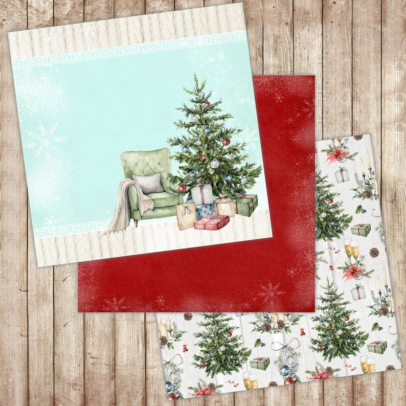 Traditional Christmas Digital Paper Tree Scrapbook Wood Winter - Etsy