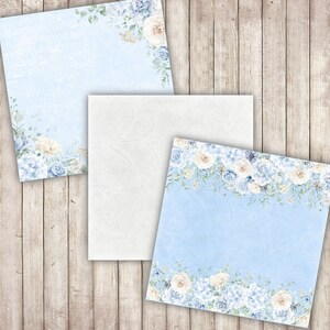 Wedding Digital Paper,blue Floral Wallpaper, Bridal Scrapbook, Blue ...