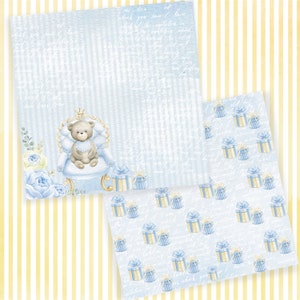 Teddy Bear Digital Paper Set, Baby Boy Digital Paper, Baby Shower Boy ...