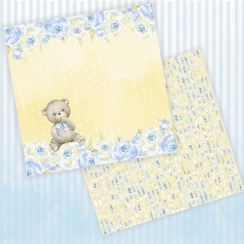 Teddy Bear Digital Paper Set Baby Boy Digital Paper Baby | Etsy