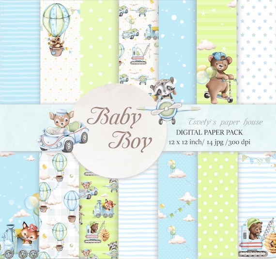 Baby Boy Digital Paper Sweet Cars Scrapbook Background - Etsy