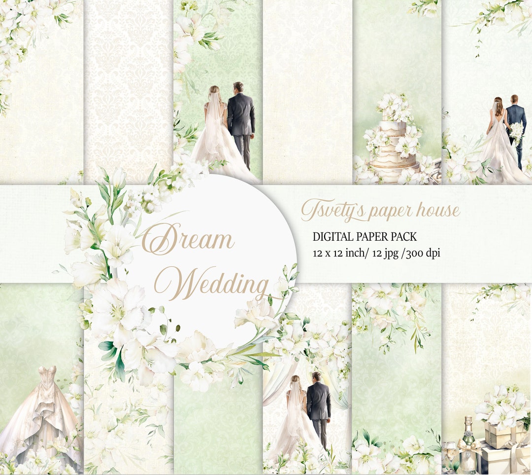 Wedding Digital Paper,blush Floral Wallpaper, Bridal Scrapbook, Pink ...