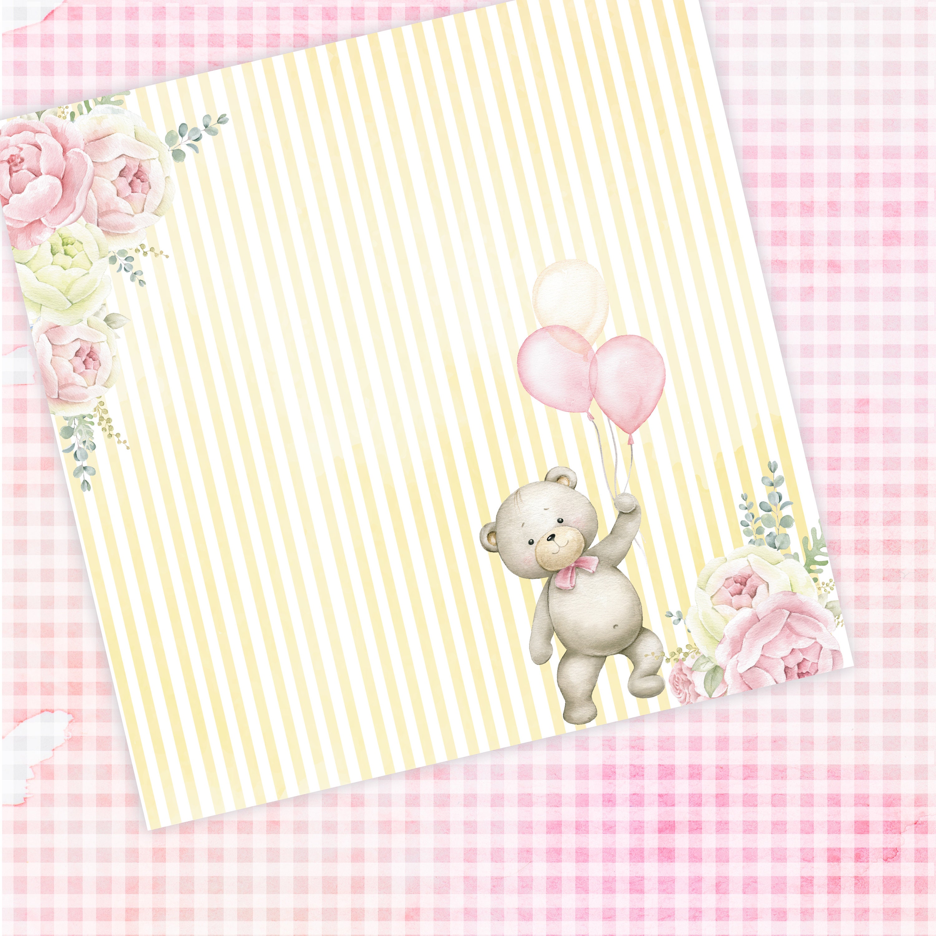 Teddy Bear Digital Paper Set Baby Girl Digital Paper Baby - Etsy