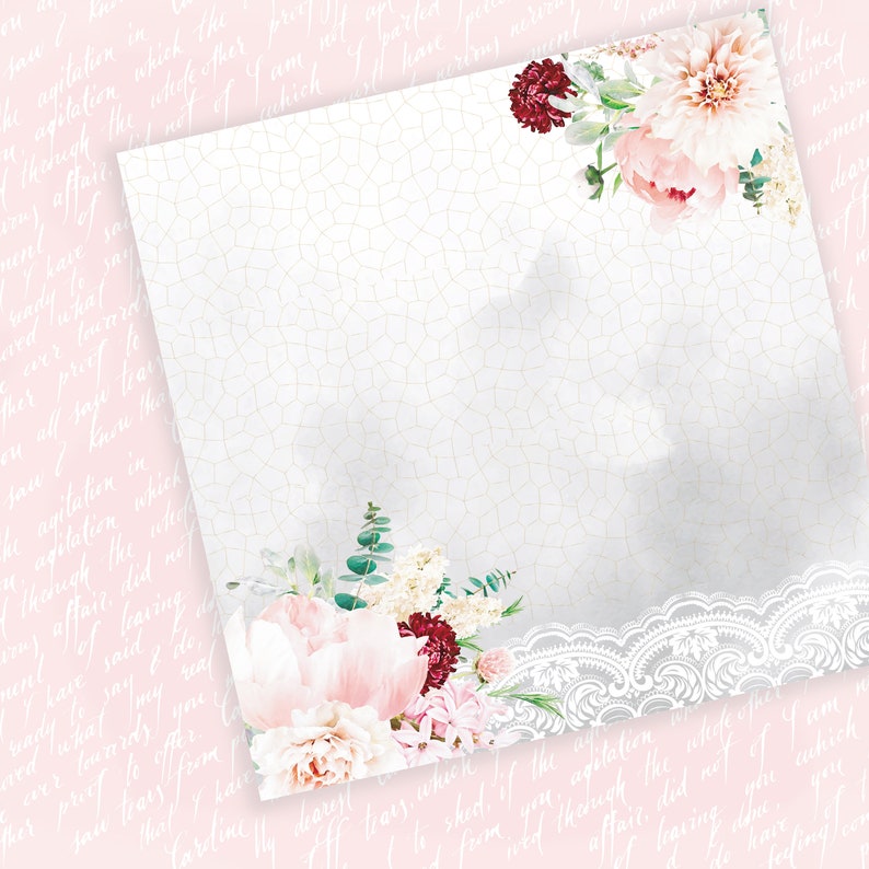 Blush and Grey Wedding Digital Paper Blush Floral Wedding | Etsy