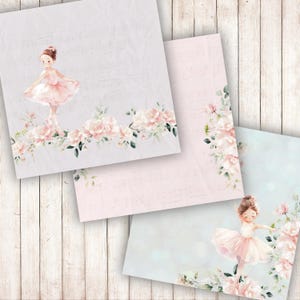 Pink Ballerina Digital Paper Pack, Girl Scrapbook Album, Flower Pattern ...