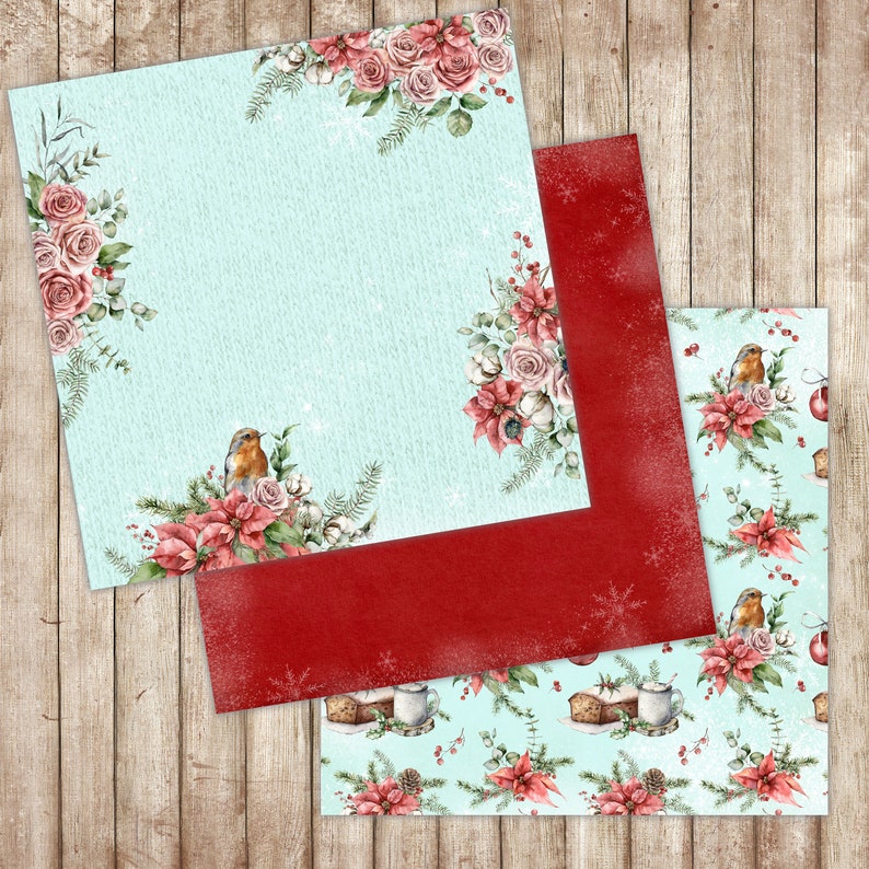 Traditional Christmas Digital Paper Tree Scrapbook Wood Winter - Etsy