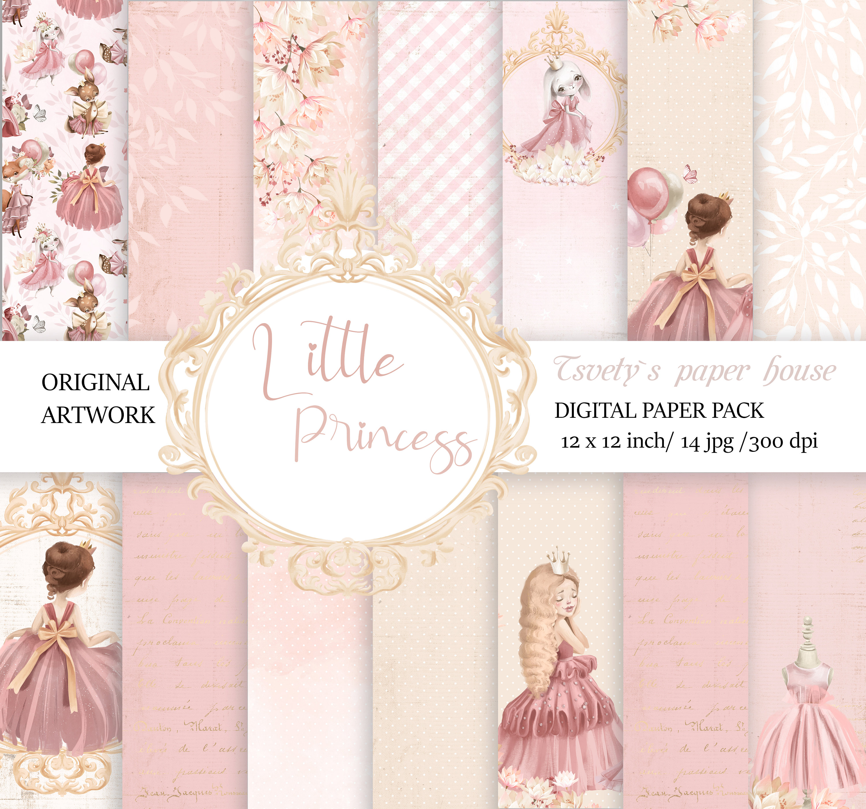Baby Girl Digital Paper Little Princess Scrapbook Background - Etsy