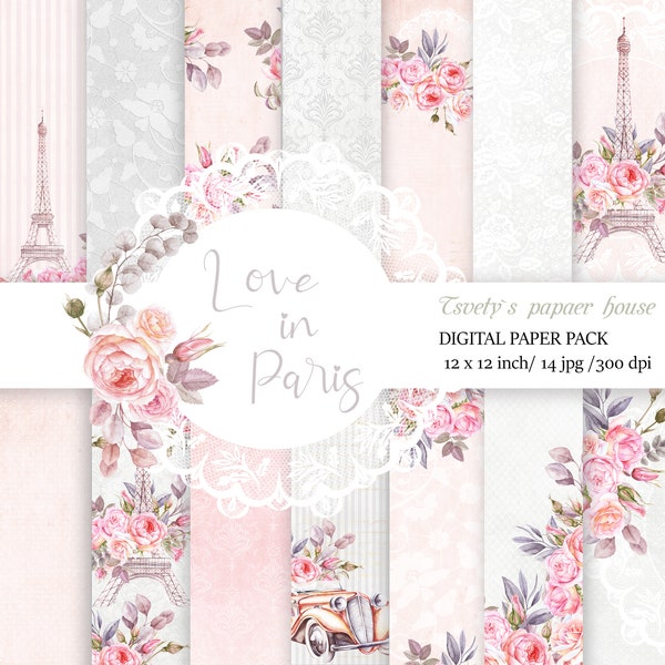 Digital Paper Paris - Etsy