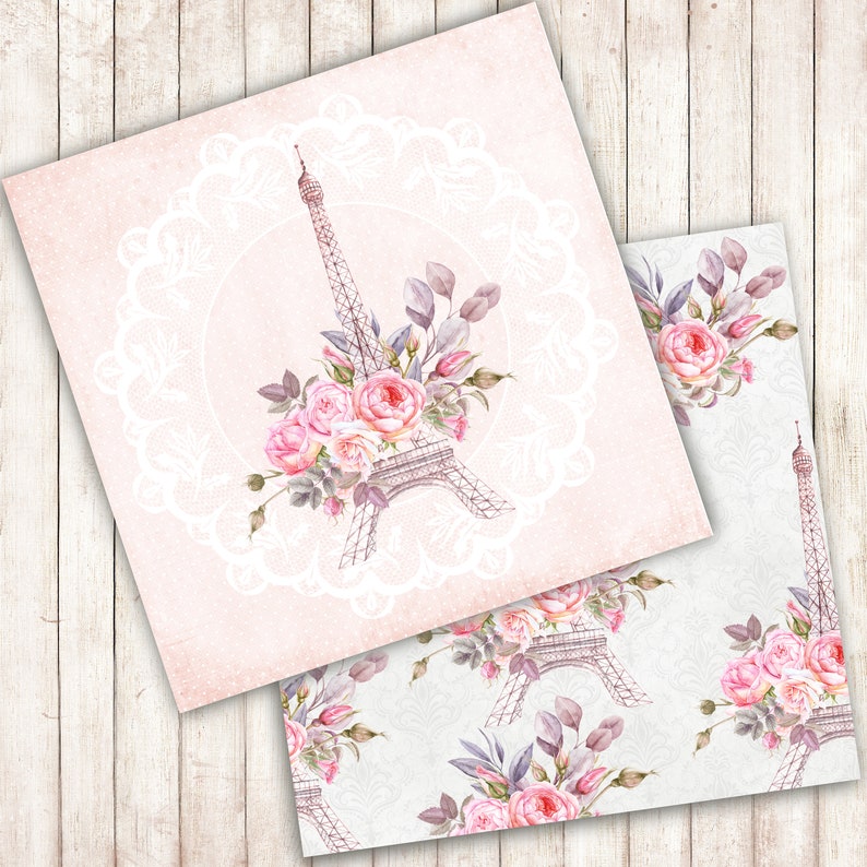 Blush and Grey Wedding Digital Paper Paris Blush Floral - Etsy