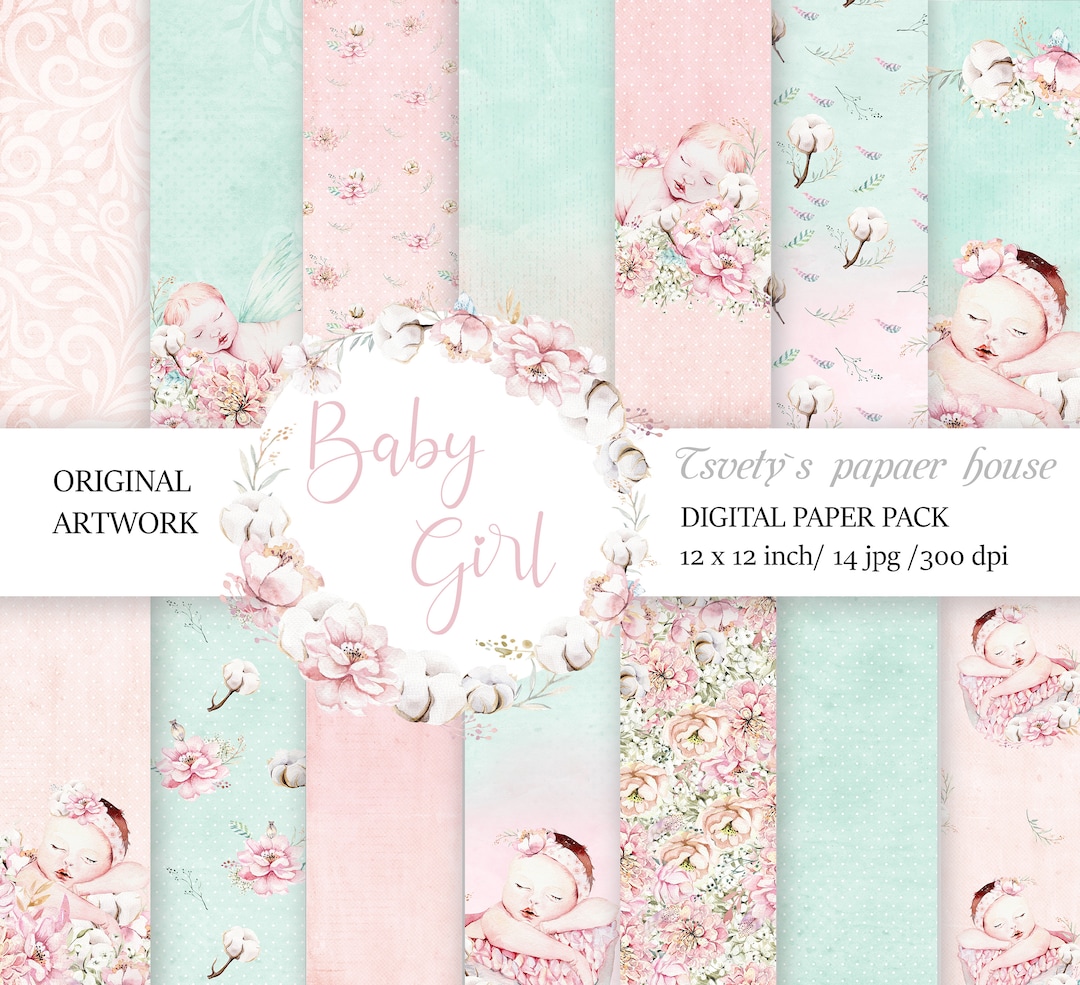 Baby Girl Digital Paper Sweet Baby Scrapbook Background Children Blush ...