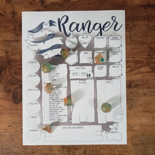 Character Sheet D&D 5E - Etsy