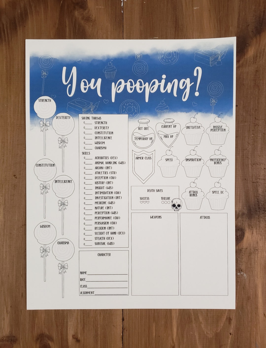 Printable Jester Themed D&D 5e Character Sheet - Etsy